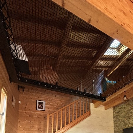 Filet d'habitation mezzanine mailles noires 6,48 m²