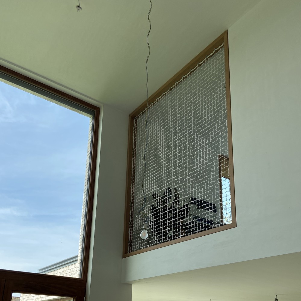3 guardrail vertical nets in white mesh 11,7m²
