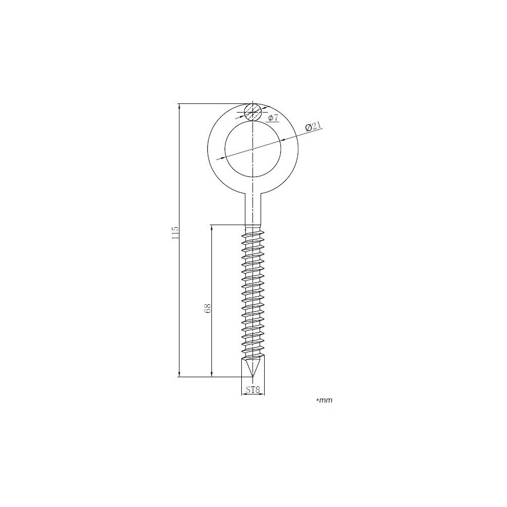 Piton 8x80 mm inox A4 avec cheville pour filet d'habitation