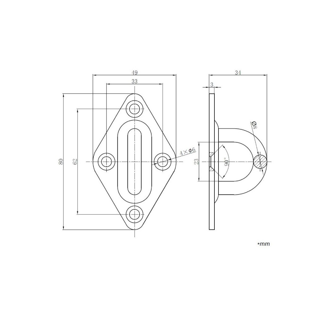 A4 stainless steel wood anchor plate for home net