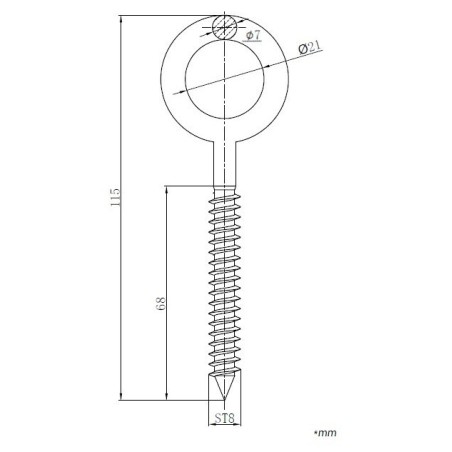 8x80 mm A4 white stainless steel eye screw with wall plug for home net
